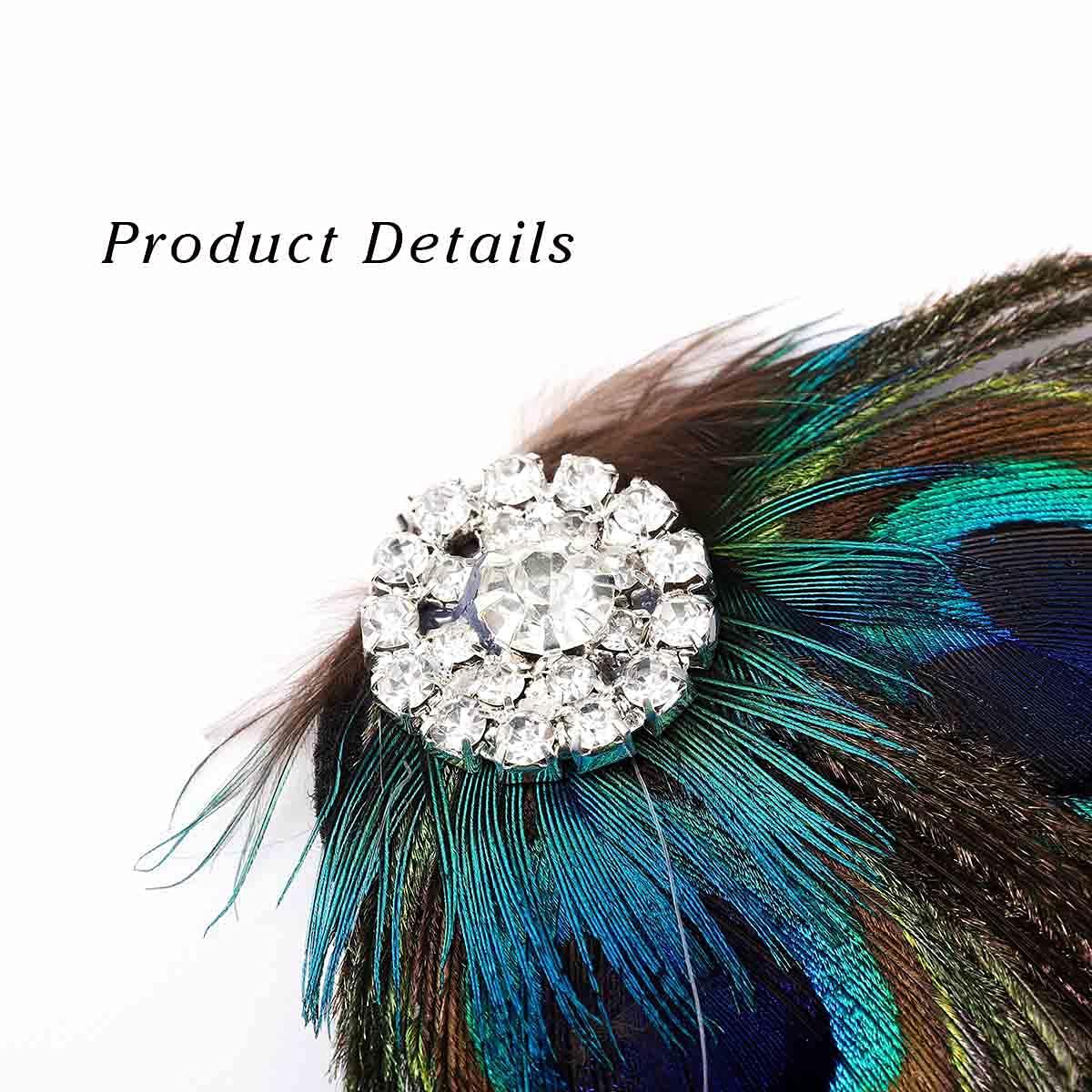 Dreamyn Boho Peacock Feather Hair Clips - Crystal Hair Pins for Women ...