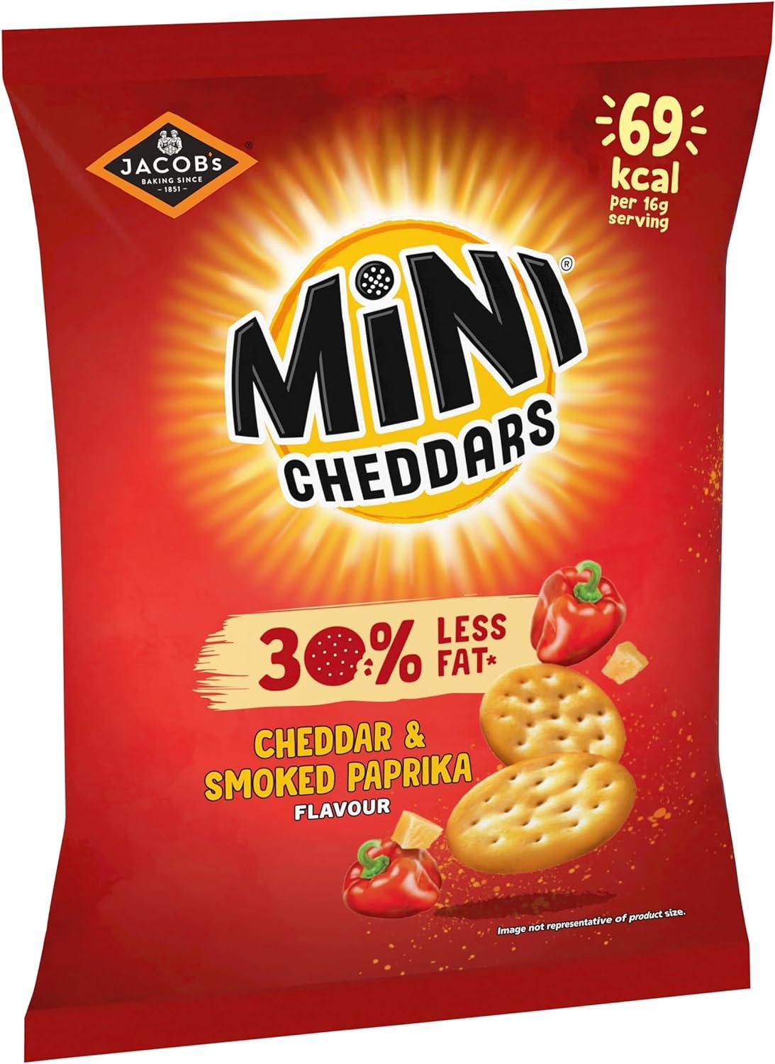 Jacob's Mini Cheddars Nibblies Cheddar & Smoked Paprika Flavour Snacks ...