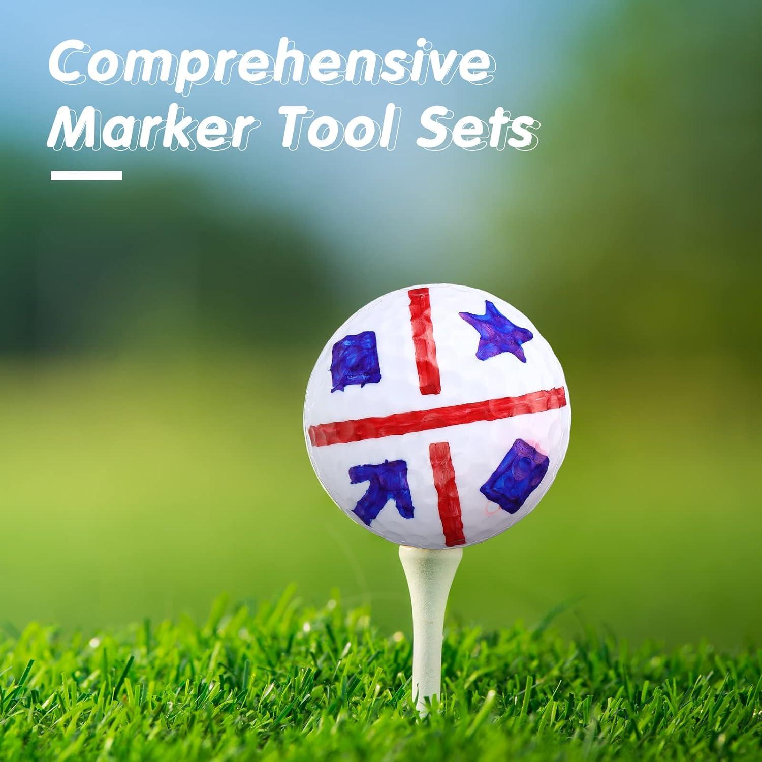Golf Ball Marker Kit - 16 Packs with Stencils, Liner, Pens - Golf ...