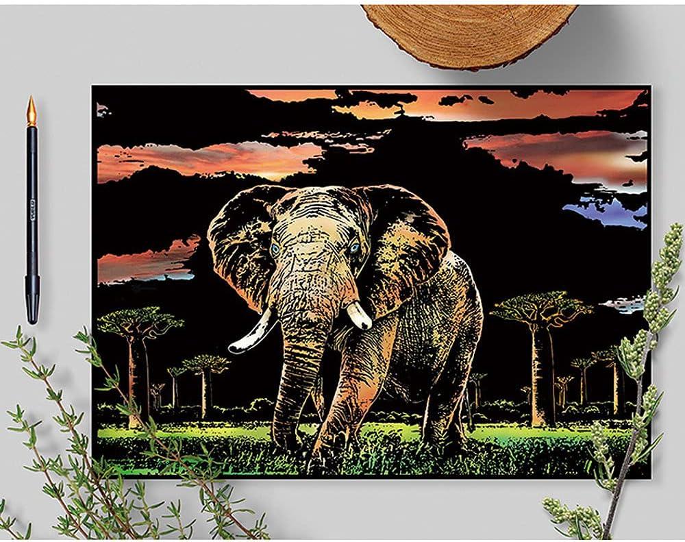 Animal Scratch Art Rainbow Painting Paper Kit - Creative Engraving ...