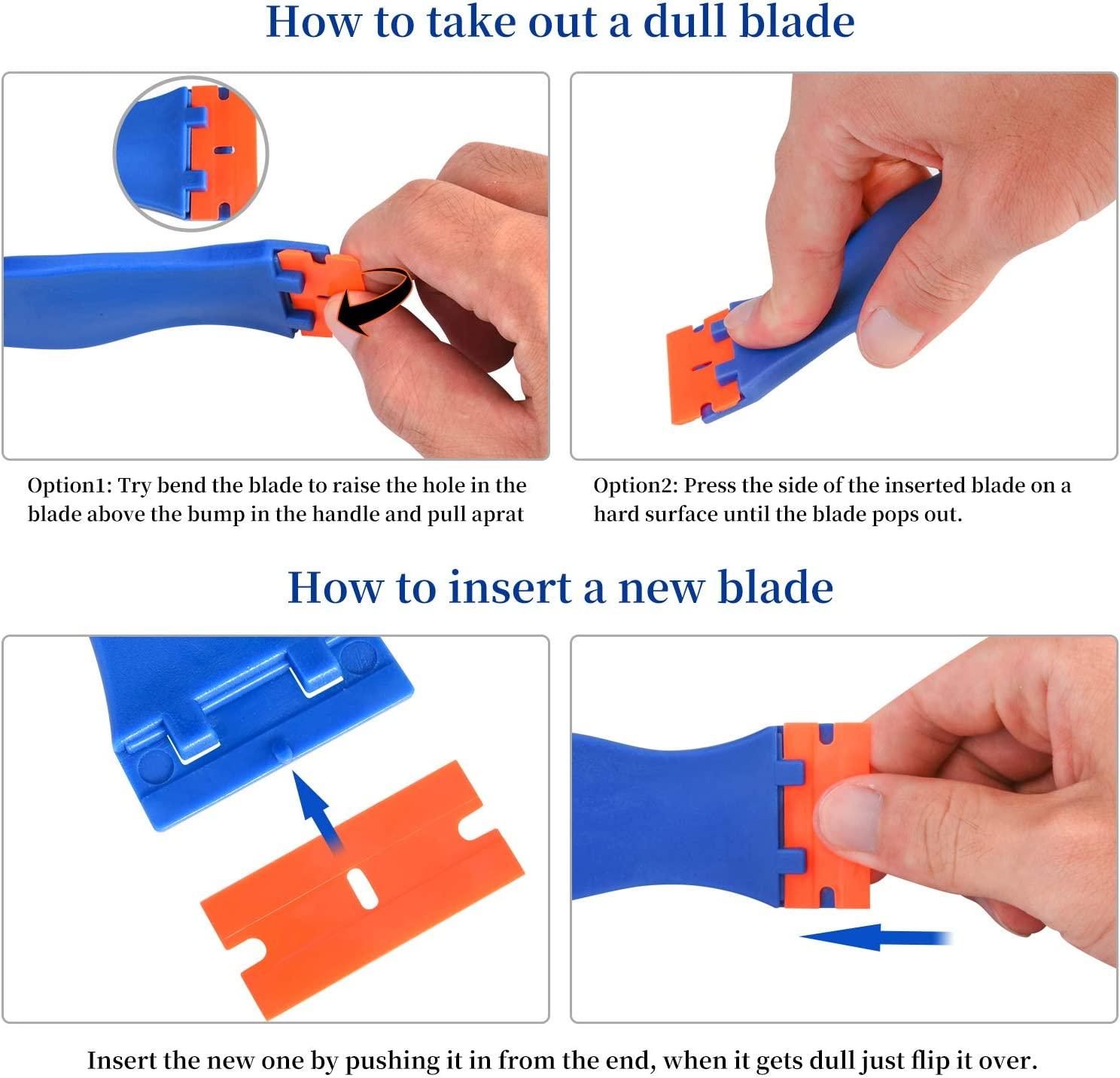 Plastic Razor Blade Scraper 2 Pack with 120 Razor Blades - Ideal for ...