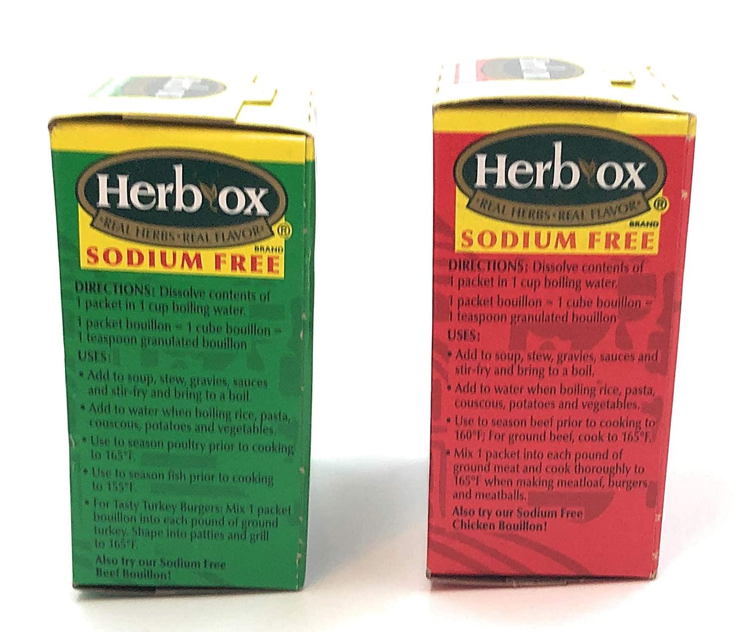 Herb-Ox Sodium Free Bouillon Bundle - Beef and Chicken - 16 Packets ...