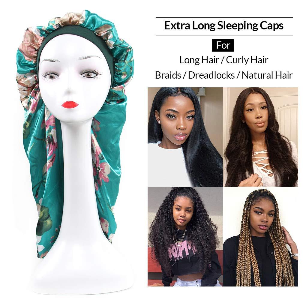 Extra Long Satin Bonnet Sleeping Cap for Long Hair, Curly Hair ...