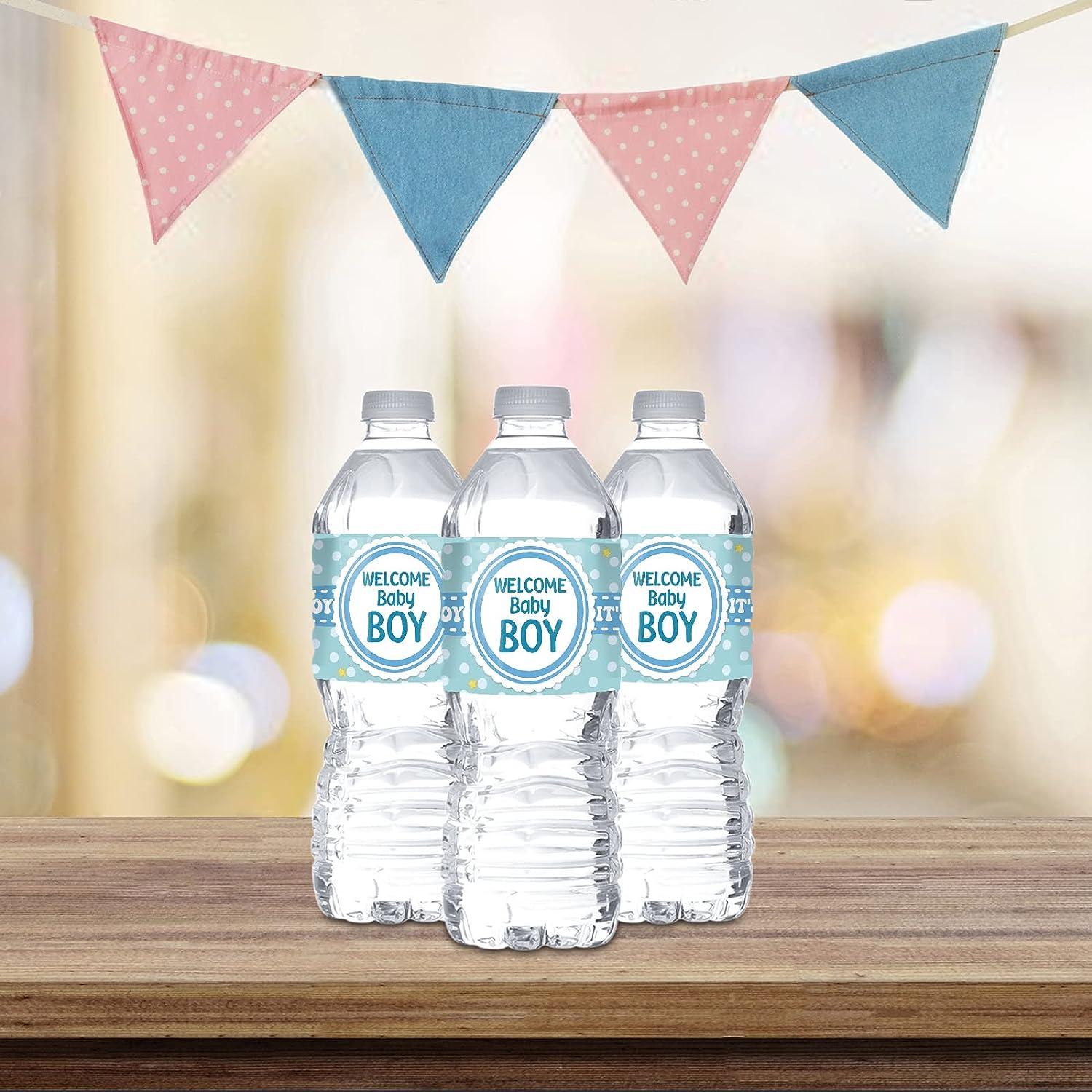 Welcome Baby Boy Water Bottle Stickers - Gender Reveal Wrappers - It's ...