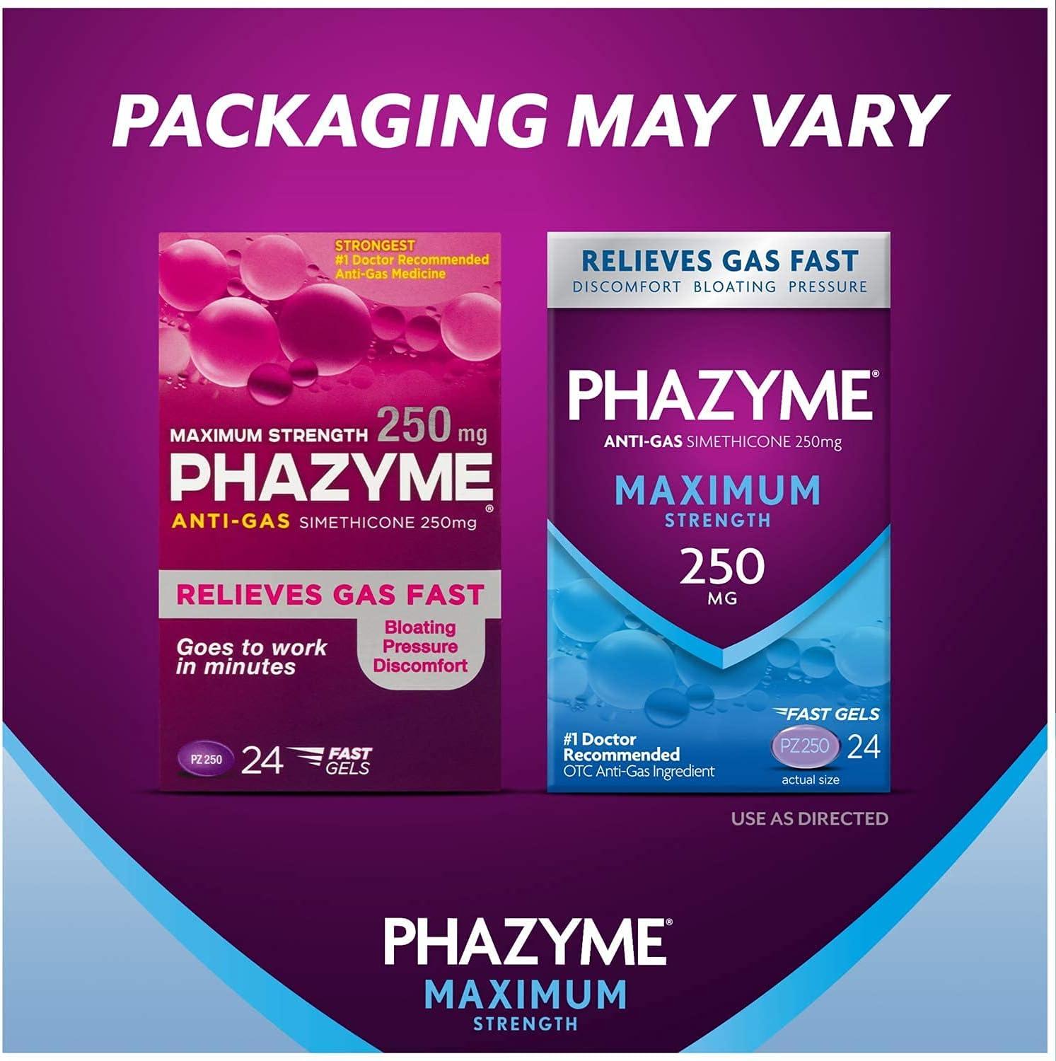 Buy Phazyme Maximum Strength 250 mg Anti-Gas Softgels - 24 Count (Pack ...