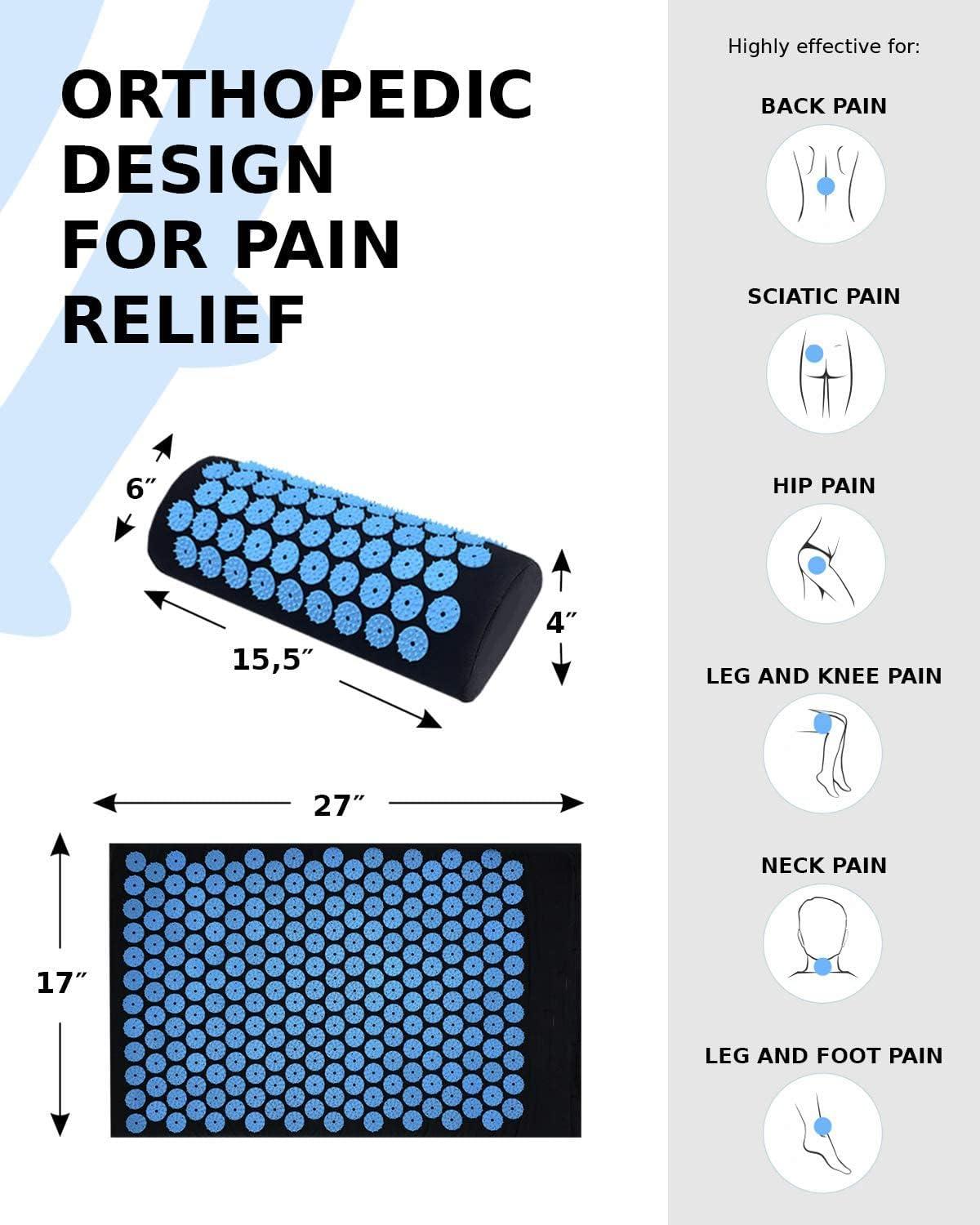 Acupressure Mat and Pillow Set for Lower Back Pain Relief & Muscle ...