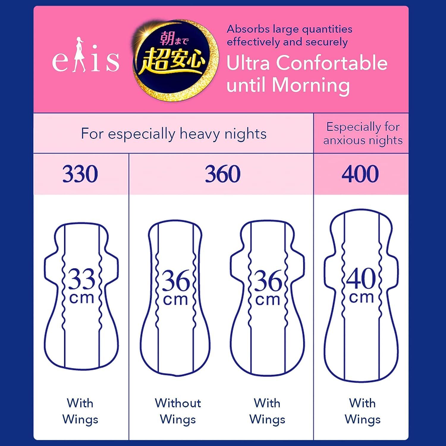 elis Super Overnight 360 Sanitary Napkin Pads - Ultra Comfortable ...