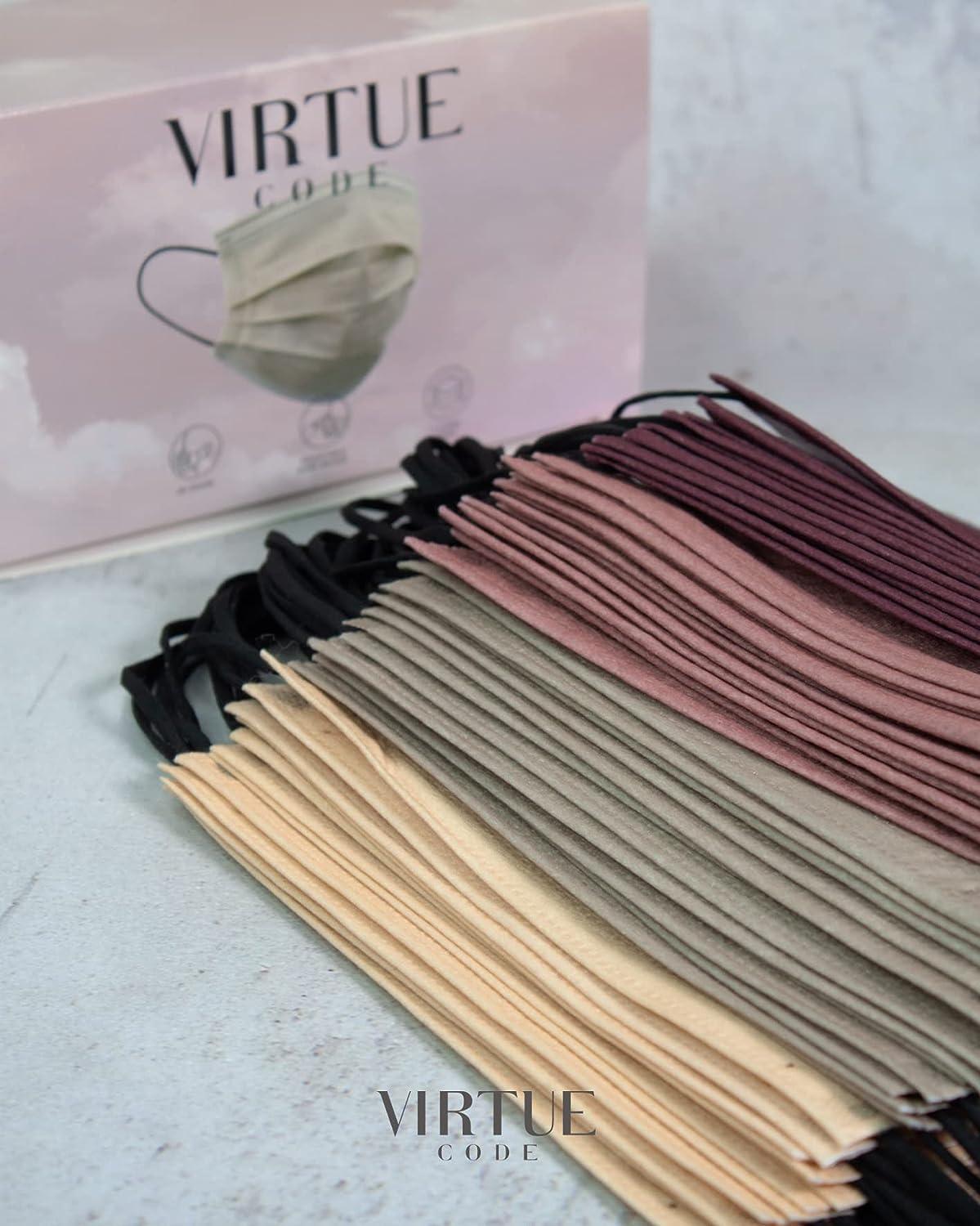 Virtue Code Earth Tones Disposable Face Mask Pack - 50 Cute Masks for ...