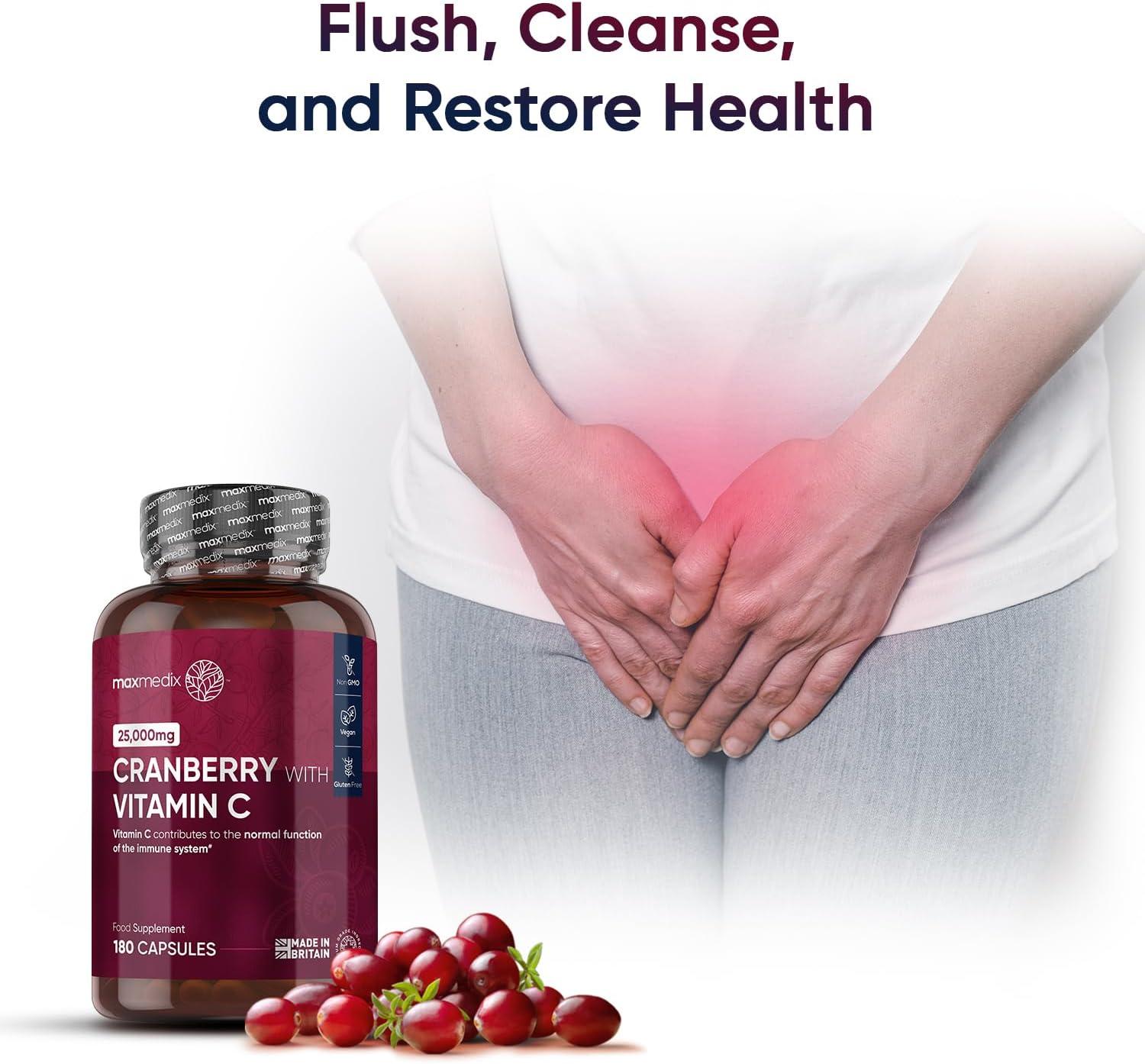 Cranberry Capsules 50000mg - 180 Vegan Capsules with Vitamin C | High ...