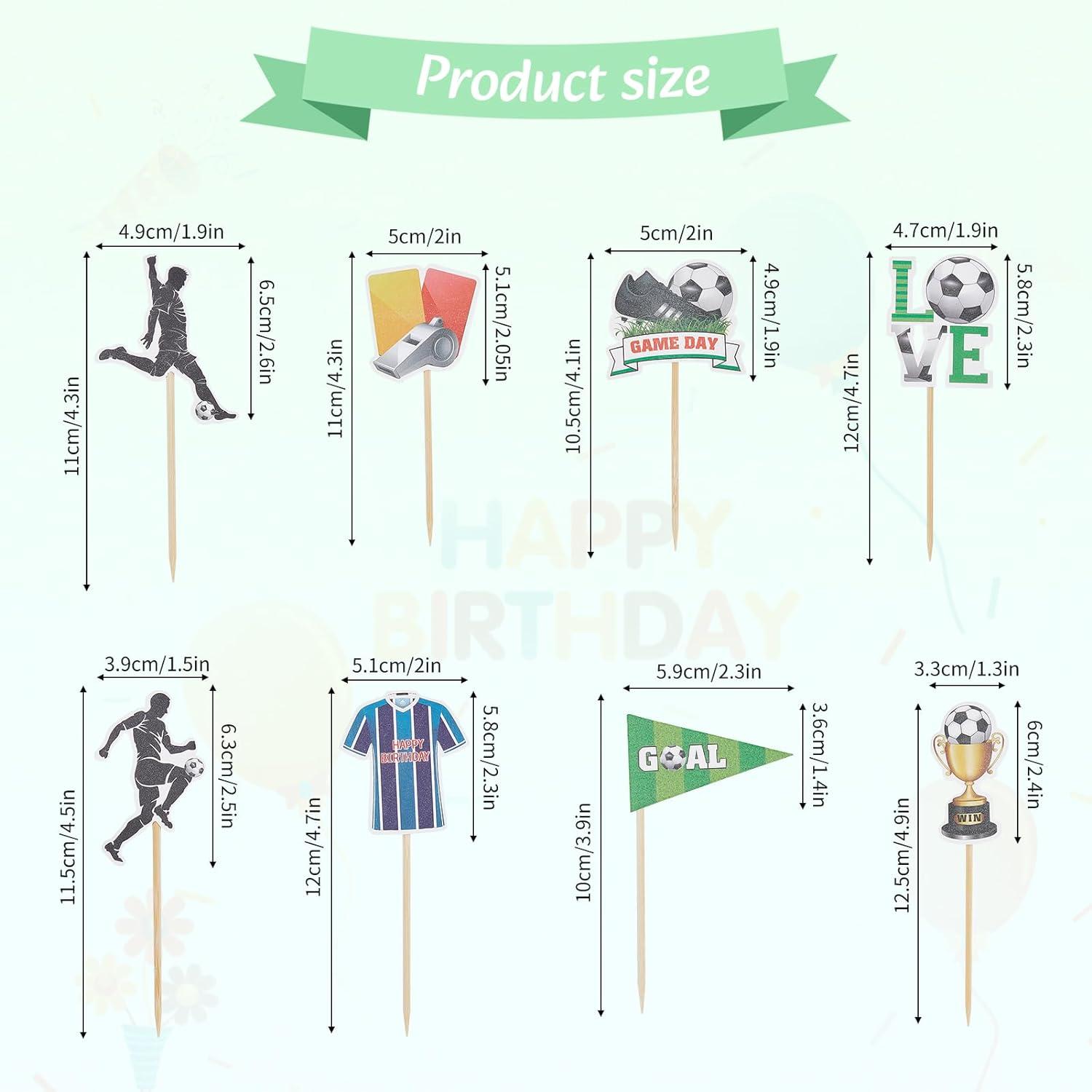 NICENEEDED 24 Pcs Football Cupcake Toppers Soccer Players Cupcake Picks ...