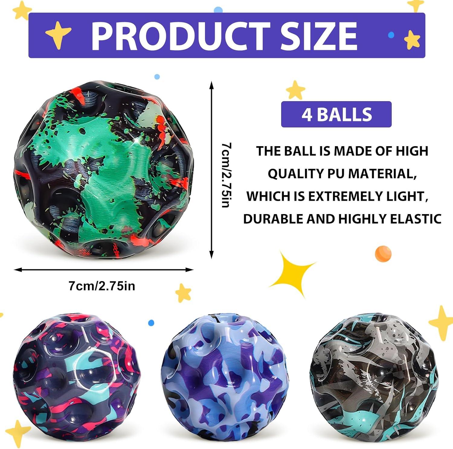 Waimxdao 4-Pack Astro Jump Balls - 7cm High Jump Rubber Bouncing Balls ...