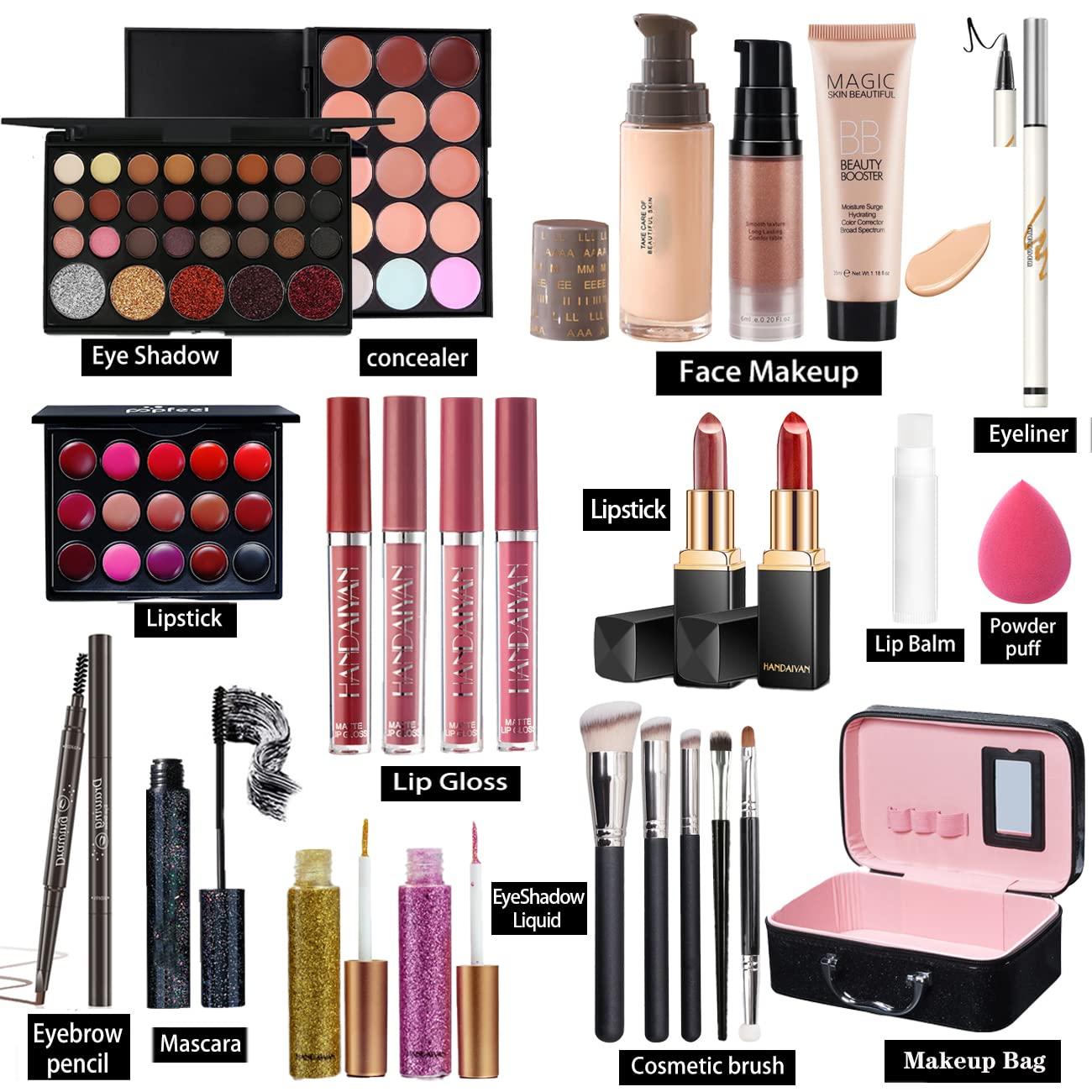 Complete Makeup Set Holiday Gift Box - Essentials Bundle with Eyeshadow ...