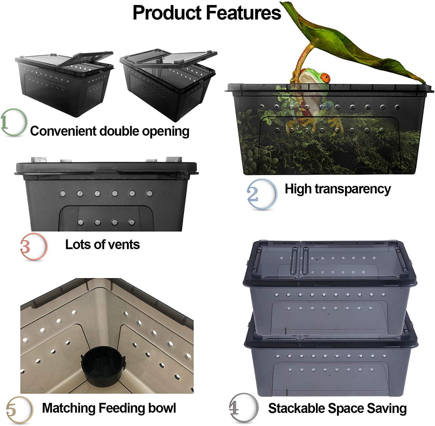 Kathson Small Reptile Feeding Box - Portable Mini Pet House for Lizard ...