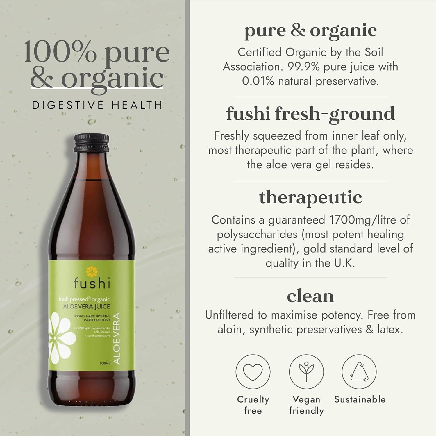 Fushi Organic Cold-Pressed Aloe Vera Juice 1000ml - Vegan Society ...