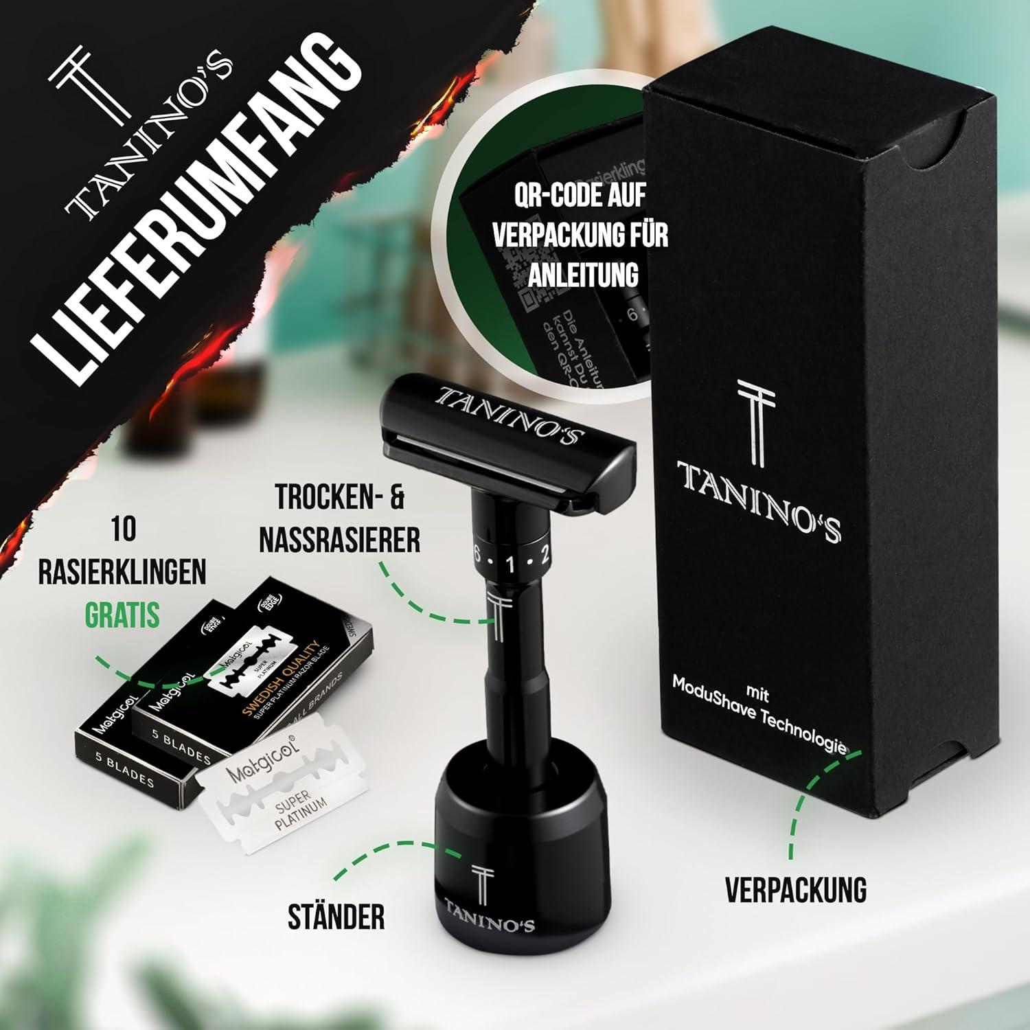 Taninos Razor Plane Men Set | Adjustable Safety Razor with 10 Blades ...