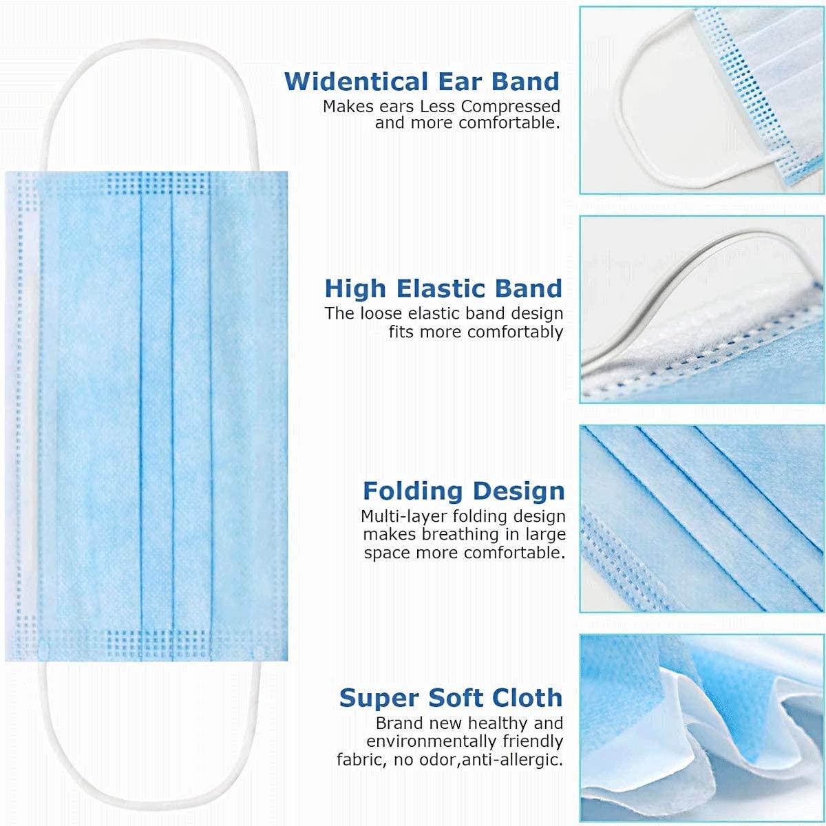 100 Pack Medical Disposable Face Masks for Adults - 3 Layers Safety ...