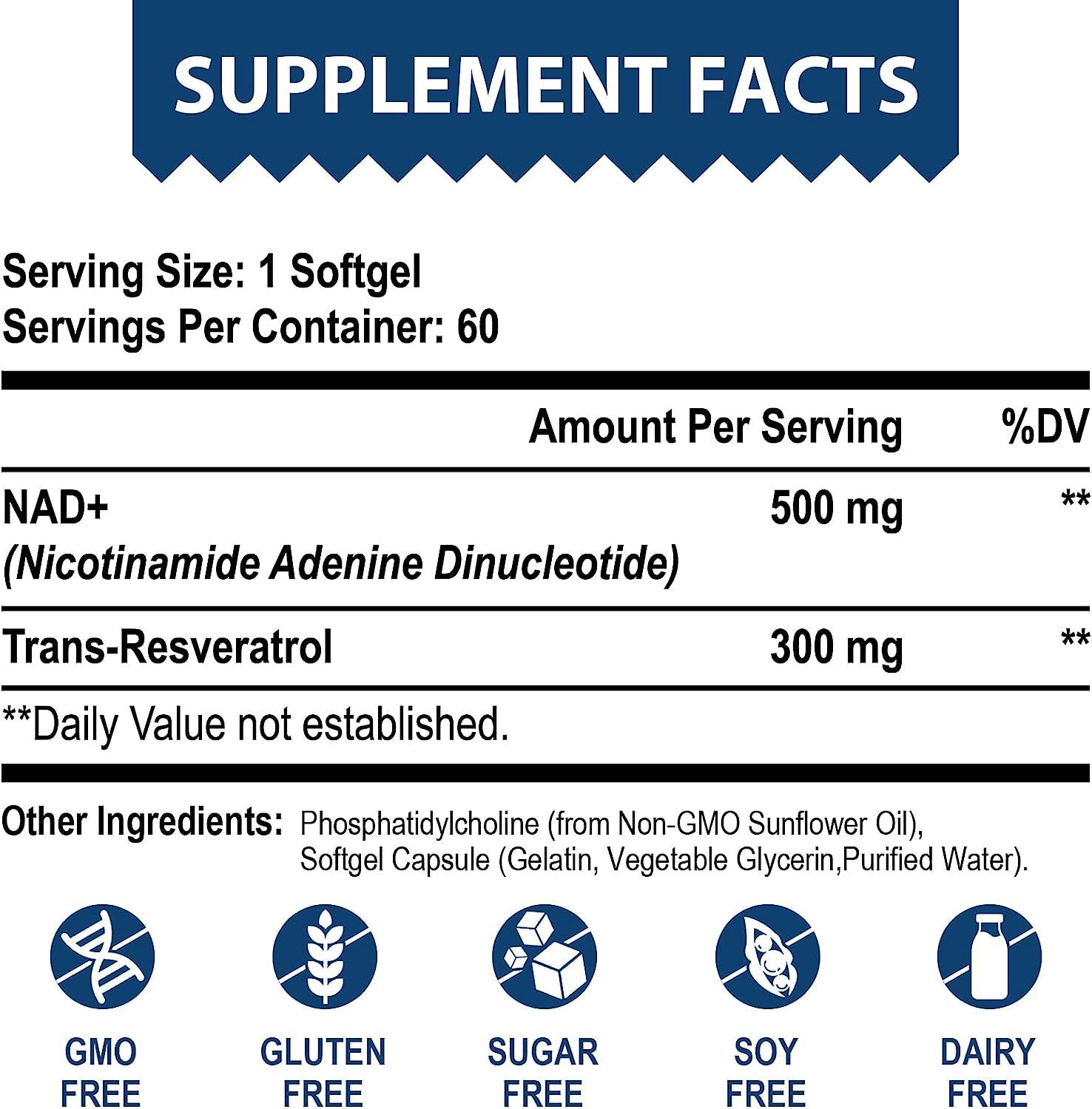 Liposomal NAD+ 500mg + Trans-Resveratrol 300mg | Superior Absorption ...