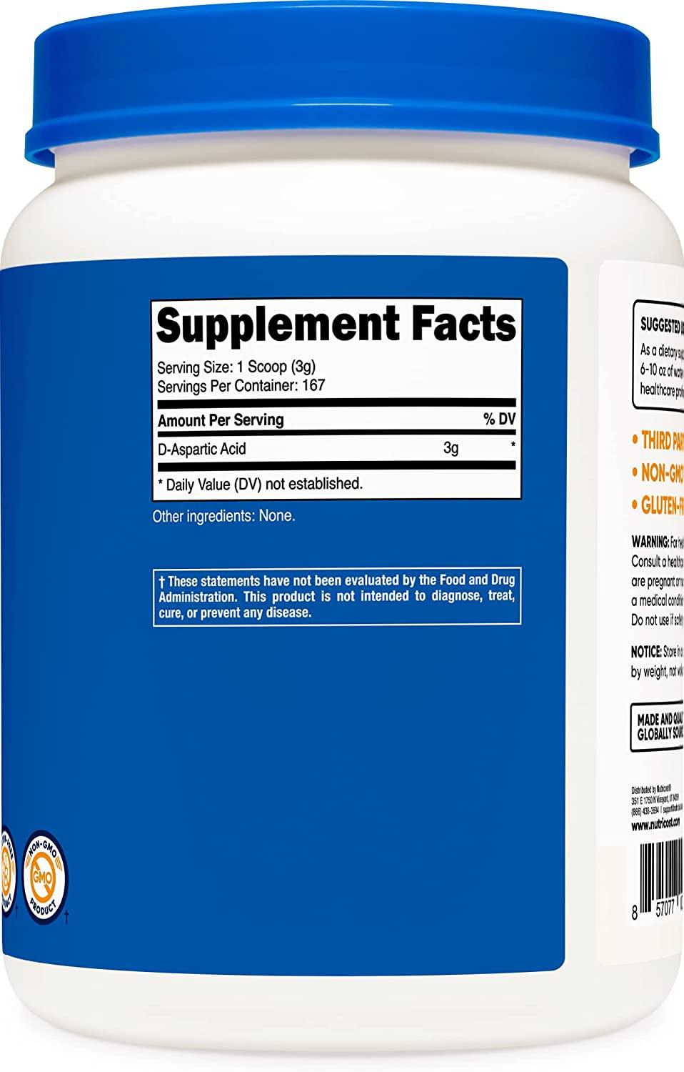 Nutricost D-Aspartic Acid (DAA) Powder 500G - Powerful DAA Supplement ...