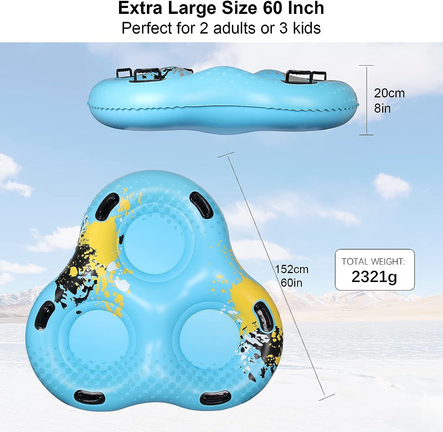 Inflatable Snow Tube Sled - 60 Inch, Super Big Heavy Duty with 6 ...