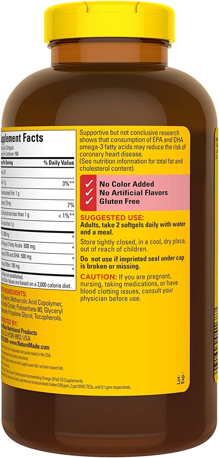 Nature Made Burp-Less Fish Oil 1000mg with 300mg Omega-3 | 320 Softgels ...