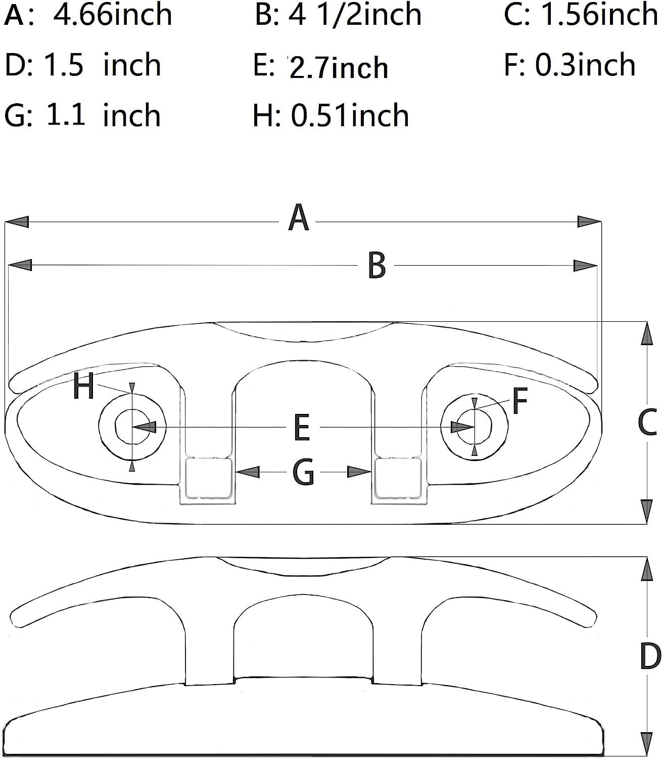 Thorn Boat Folding Cleat 4-1/2 Inch Stainless Steel - Marine Dock Cleat ...