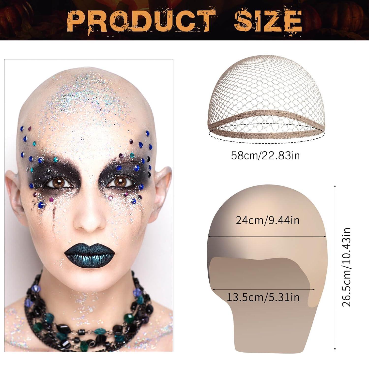 Professional Bald Cap SFX Makeup Kit - Skin Color Wig Cap with Water ...