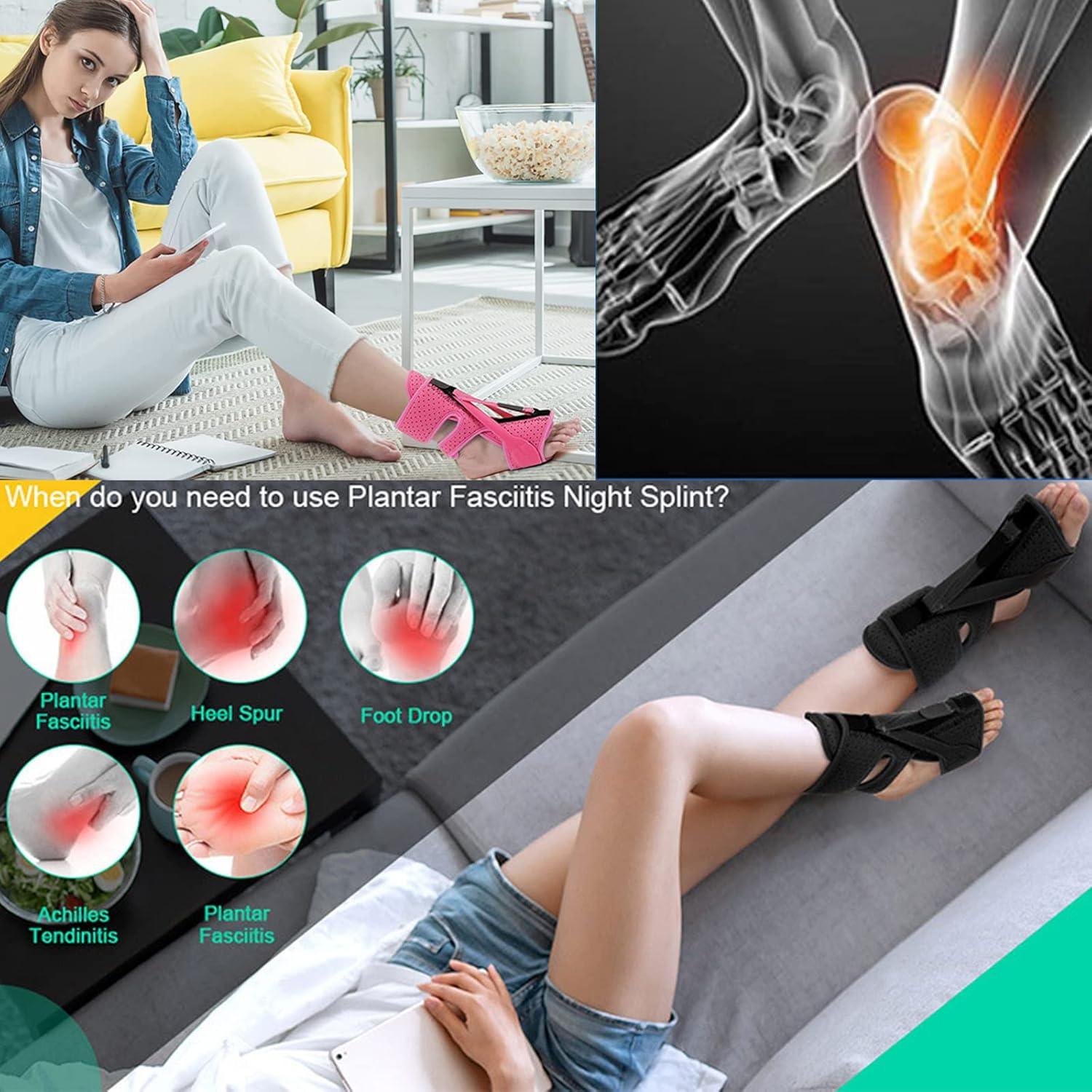 Derjly Plantar Fasciitis Night Splint - Adjustable 3-Strap Relief Soft ...