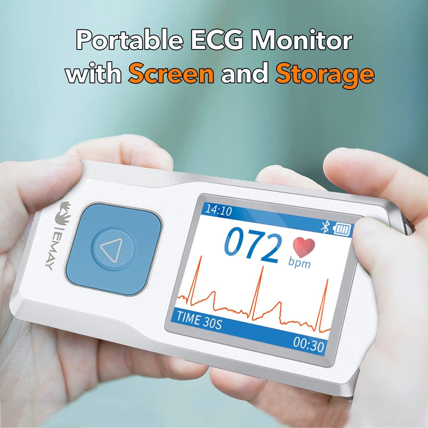 EMAY Portable ECG Monitor | Record ECG and Heart Rate Anytime Anywhere | Stand-Alone Device with ...