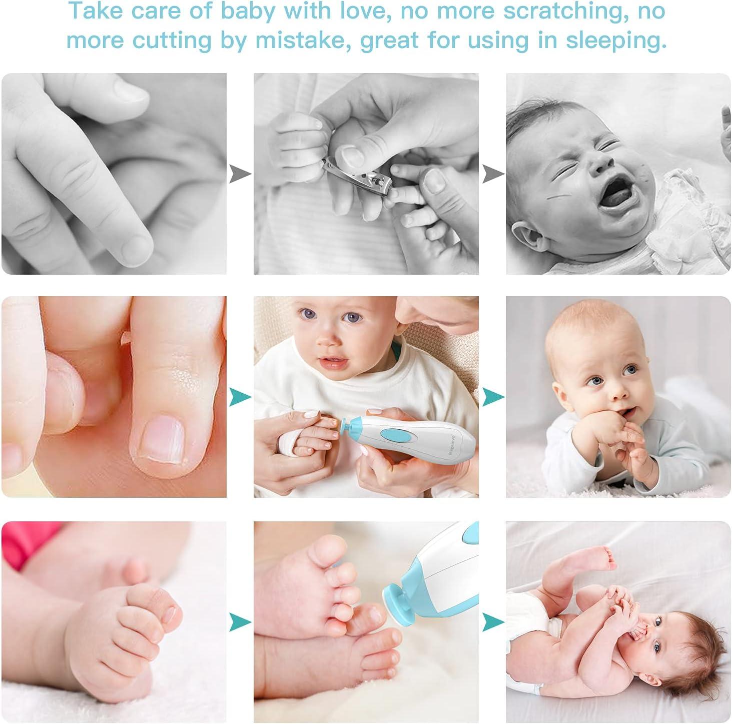 Baby Nail File Megainvo Electric Trimmer Set with LED Light - Safe for ...