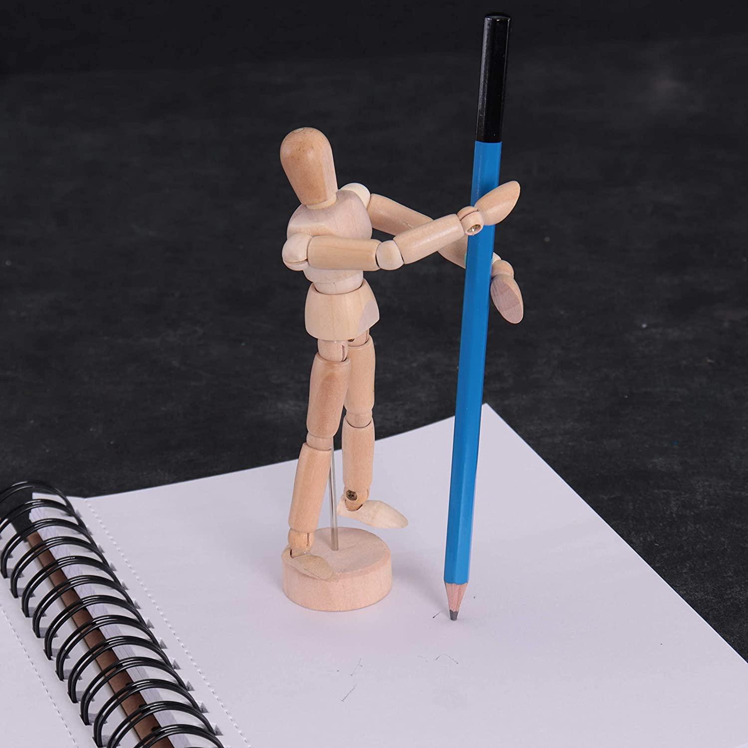 US Art Supply Wood Artist Drawing Manikin - Flexible Body with Base, 5 ...