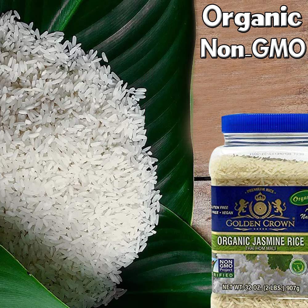 Golden Crown Organic White Jasmine Rice 32 Oz - Premium Quality | Non-GMO Gluten-Free ...