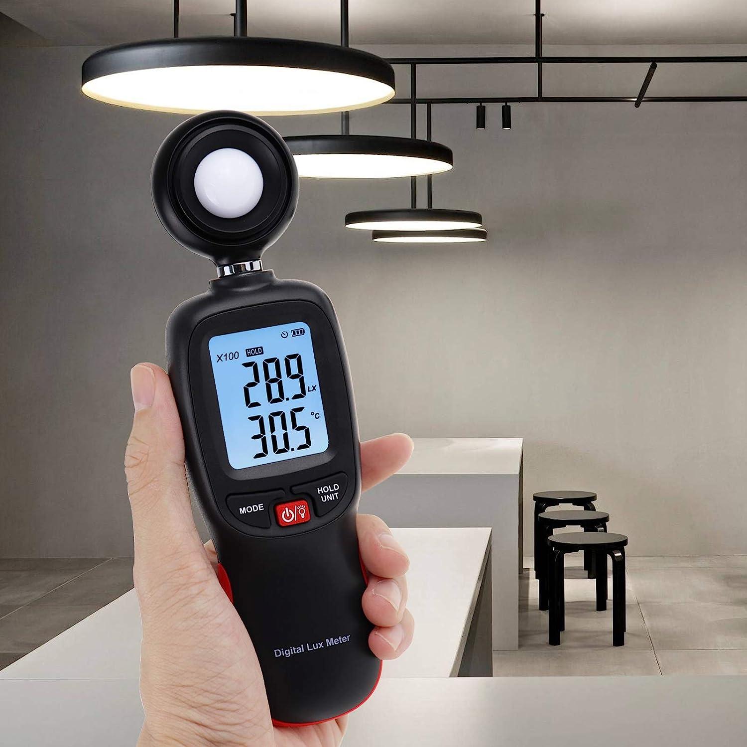 Digital Light Meter with Data Record, Backlight, Lux & Temperature ...