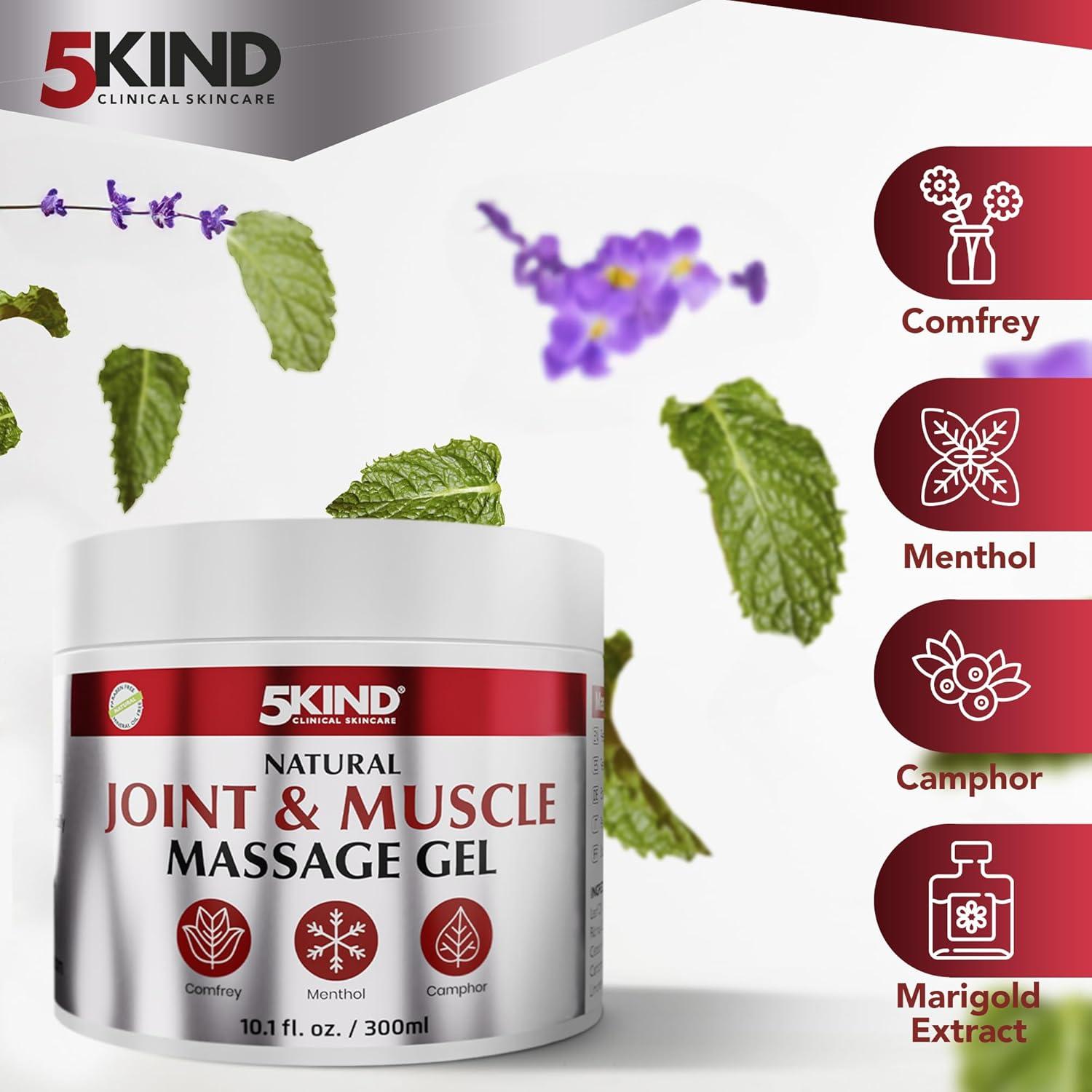 5kind Natural Joint & Muscle Cooling Gel 300ml with Camphor, Comfrey ...