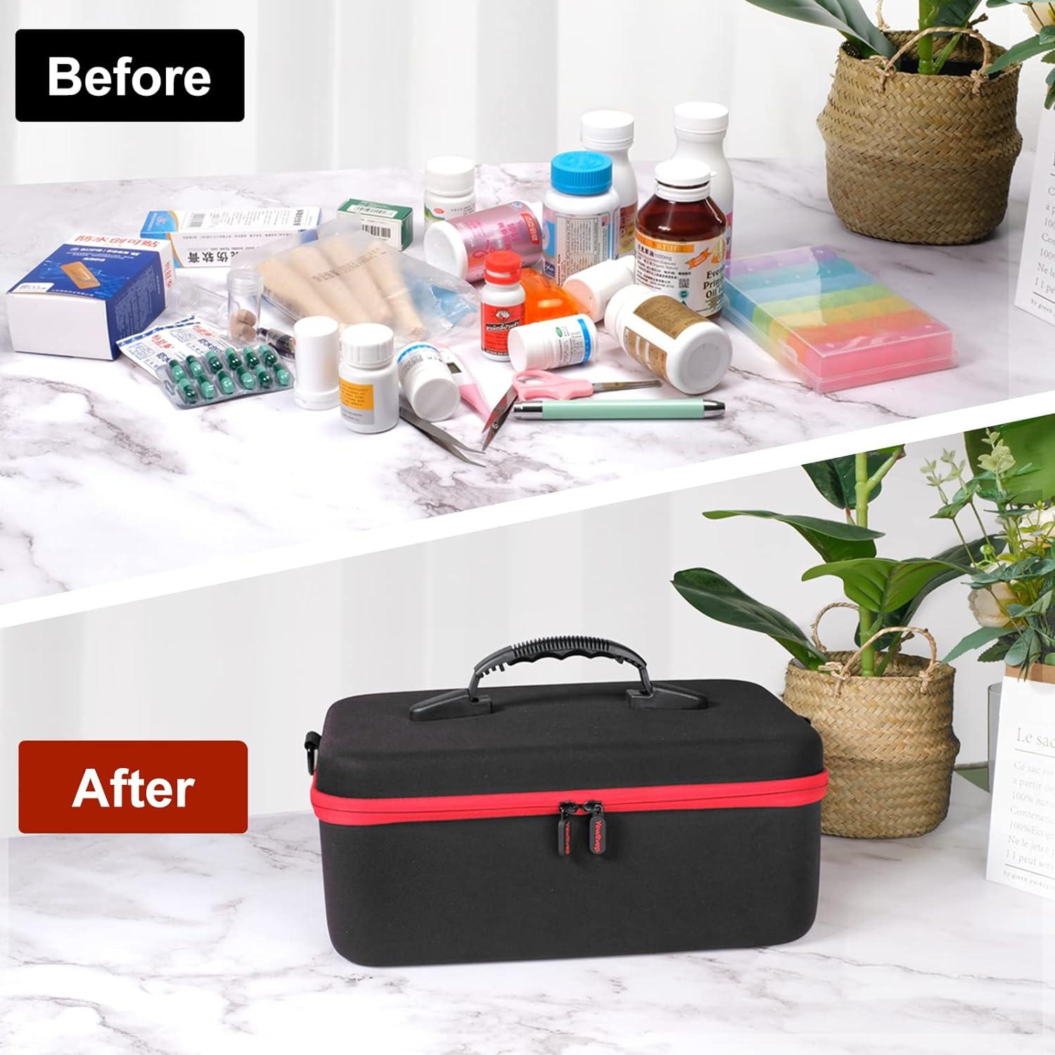 Travel Pill Bottle Organizer Case - Hard Shell First Aid Storage Box ...