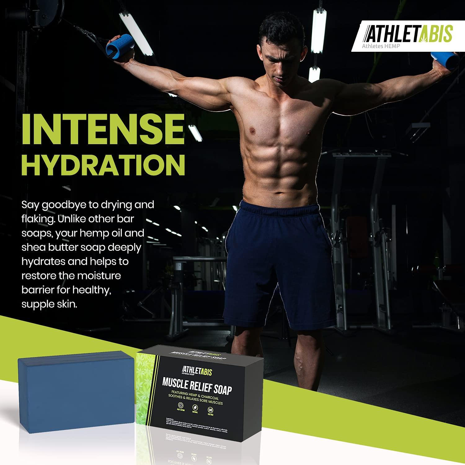 Athletabis Hemp Soap Bar for Muscle Relief - Charcoal & Hemp Seed Oil ...