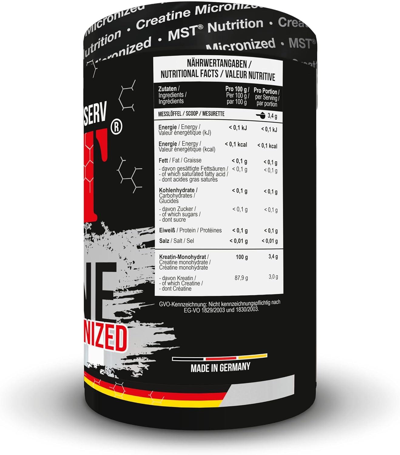 MST Creatine Monohydrate Micronized 500g - Unflavored High-Dose Powder ...