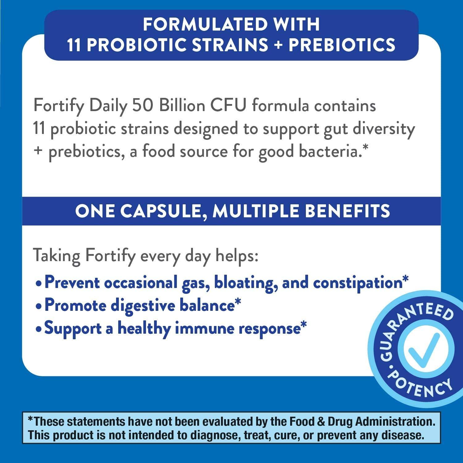 Nature's Way Fortify Extra Strength Probiotic - 50 Billion Cultures, 11 ...