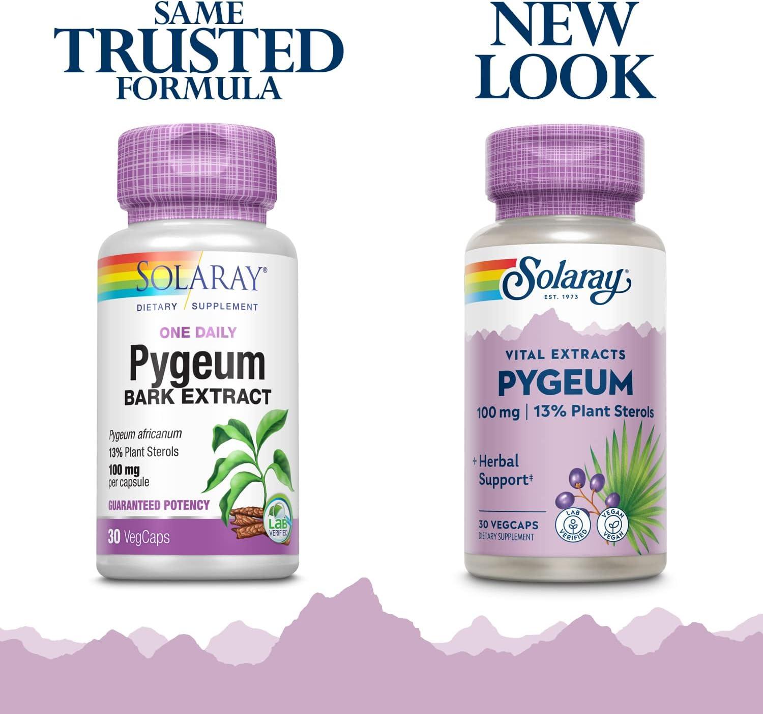 SOLARAY Pygeum Bark Extract 100mg for Healthy Prostate Support - 30 ...