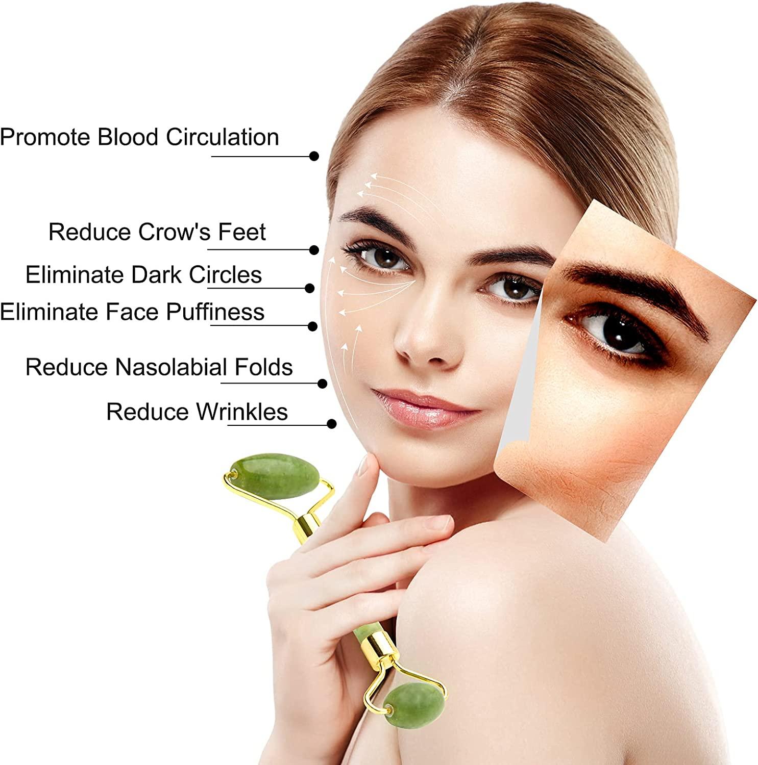 Jade Roller & Gua Sha Set for Facial and Body Massage - Wonderwin Skin ...