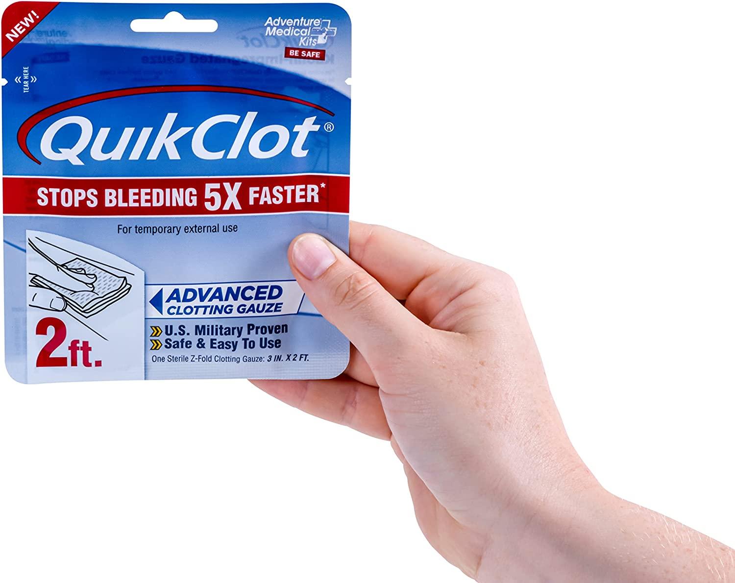 QuikClot Gauze 3 x 2' - Stop Bleeding Fast with Hemostatic Dressing