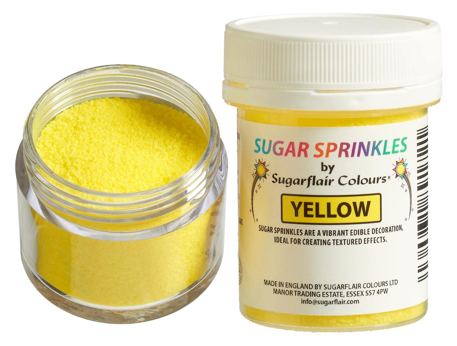 Sugarflair Yellow Edible Glitter Sugar Sprinkles - for Cake Decorating ...