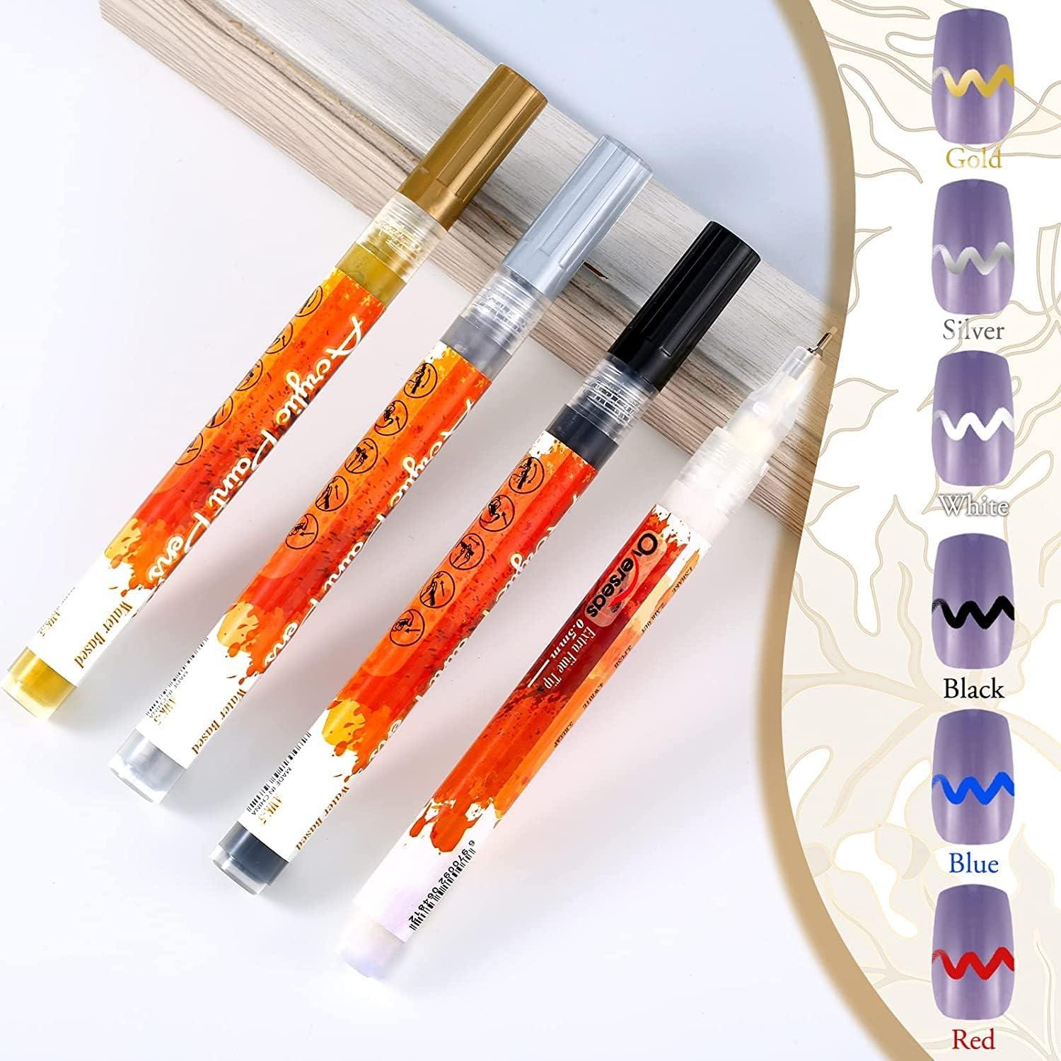 Waterproof Nail Art Pens Set - Rapid Drying DIY Graffiti & French ...