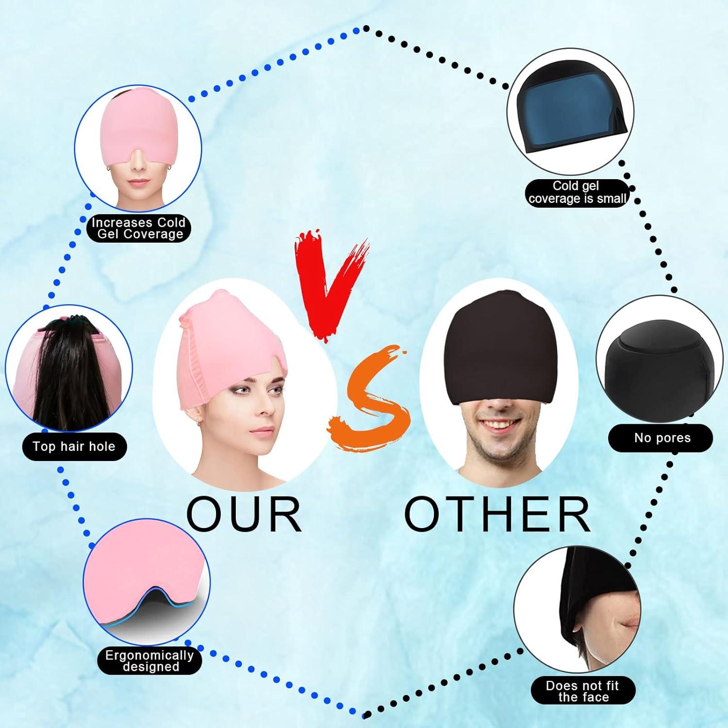 Pink Rose Gel Migraine Mask - Reusable Cool Headache Relief Cap & Eye ...