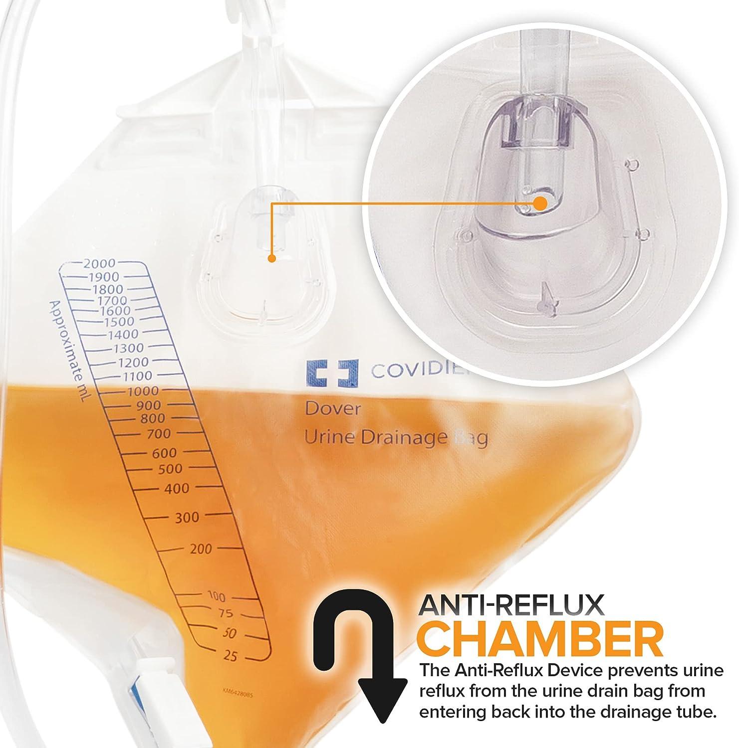 5 Pack Urine Drainage Bags with 18 Extended Tube - Anti-Reflux Chamber ...