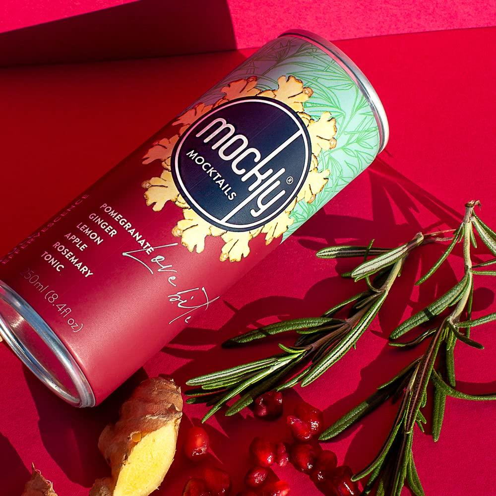 Mockly Love Bite Booze-Free Cocktail | Non-Alcoholic Mocktail Mixer | Pomegranate Ginger Lemon ...