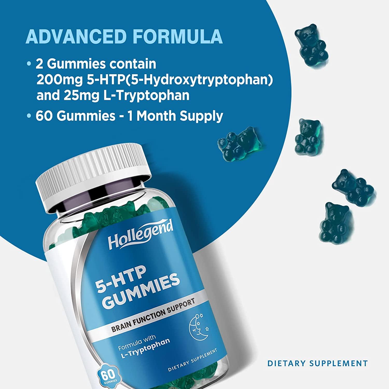 5-HTP Gummies 200mg for Stress Relief & Brain Support - Blueberry ...