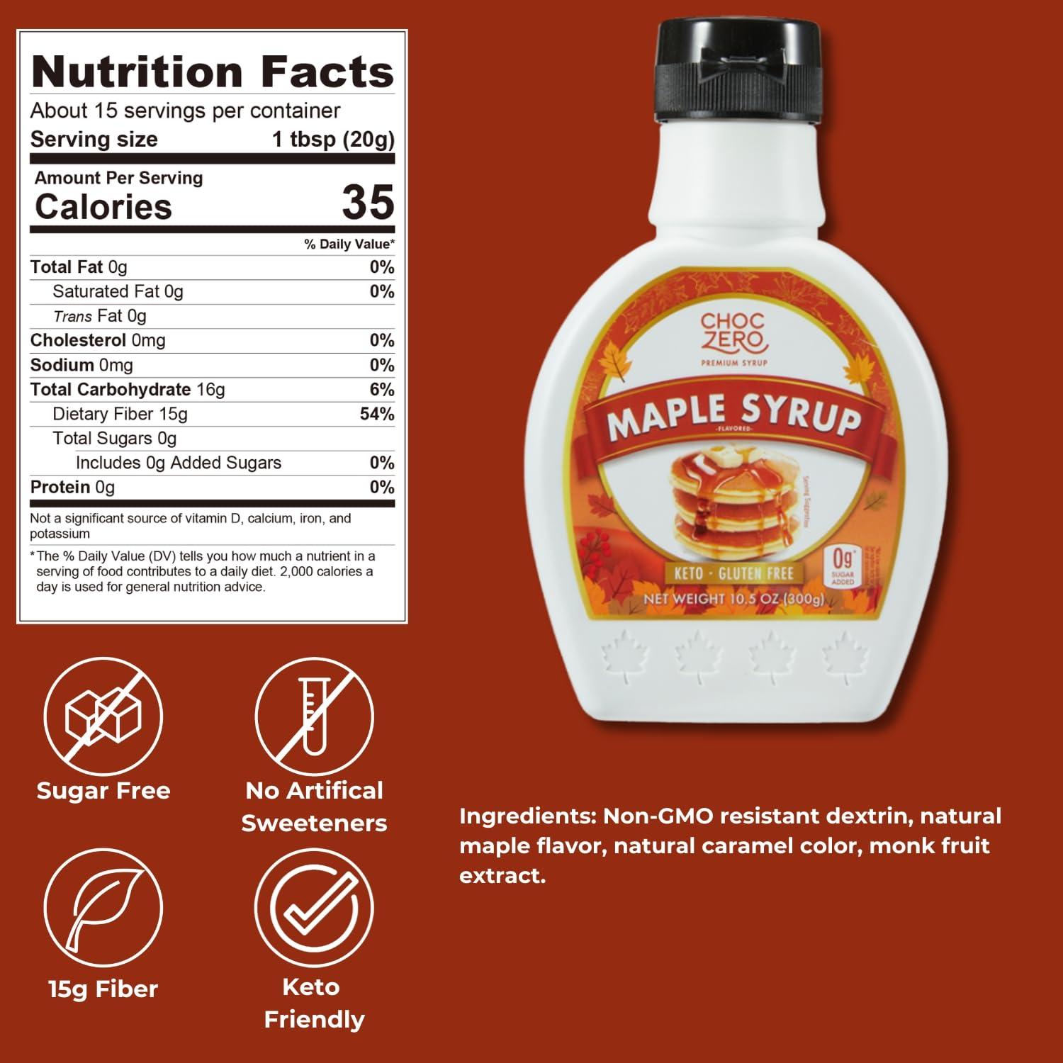 ChocZero Sugar-Free Maple Syrup - Low Carb, Gluten-Free, No ...
