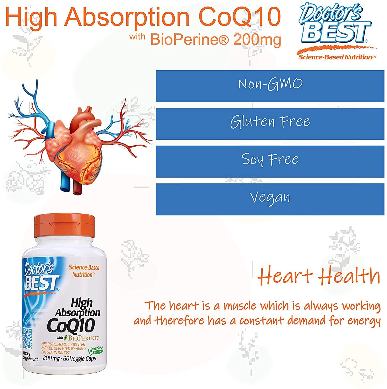 Doctor's Best High Absorption CoQ10 with BioPerine Ã¢â ¬â 60 Veggie ...