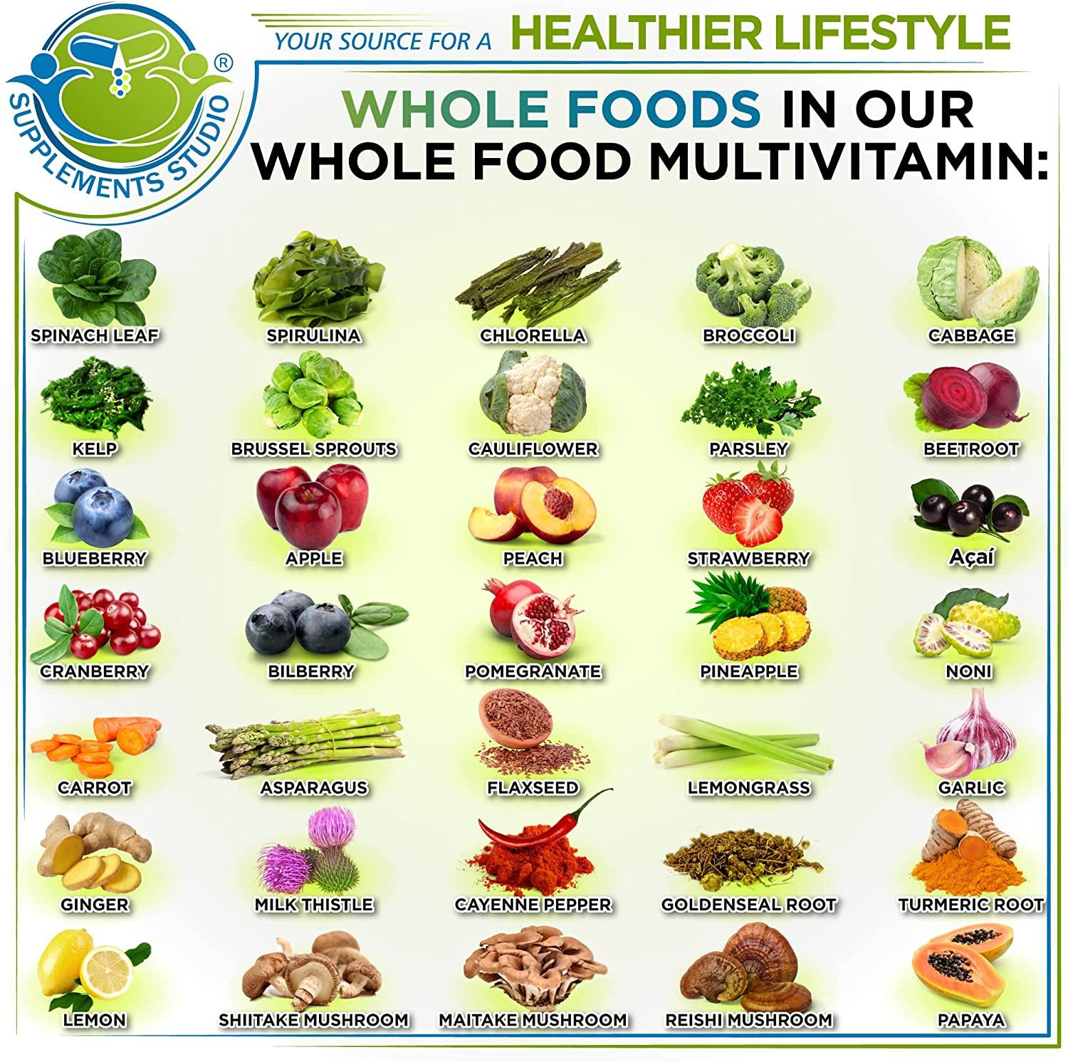 Organic Whole Food Multivitamin with Iron for Women and Men - Non-GMO ...