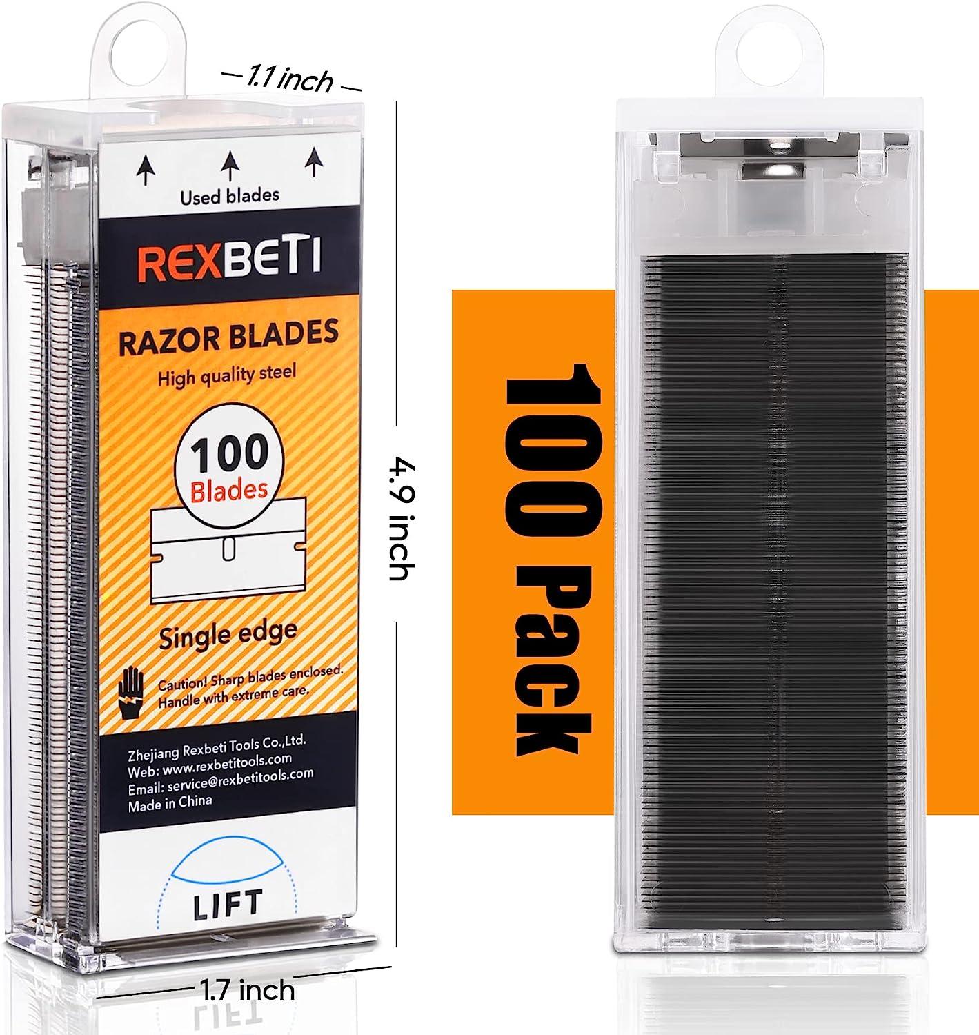 REXBETI 100PCS Single Edge Razor Blades Industrial Scraper Razor Blades ...